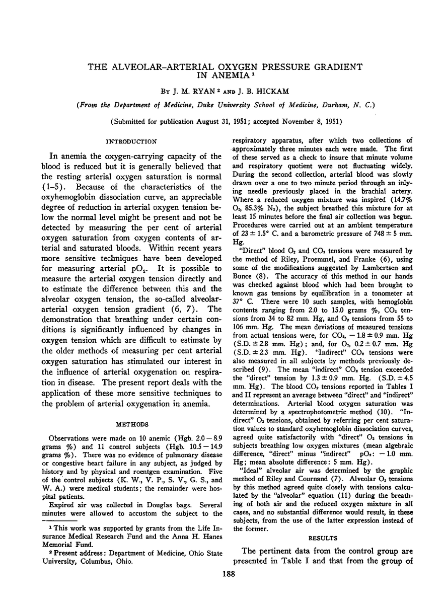 JCI - THE ALVEOLAR-ARTERIAL OXYGEN PRESSURE GRADIENT IN ANEMIA