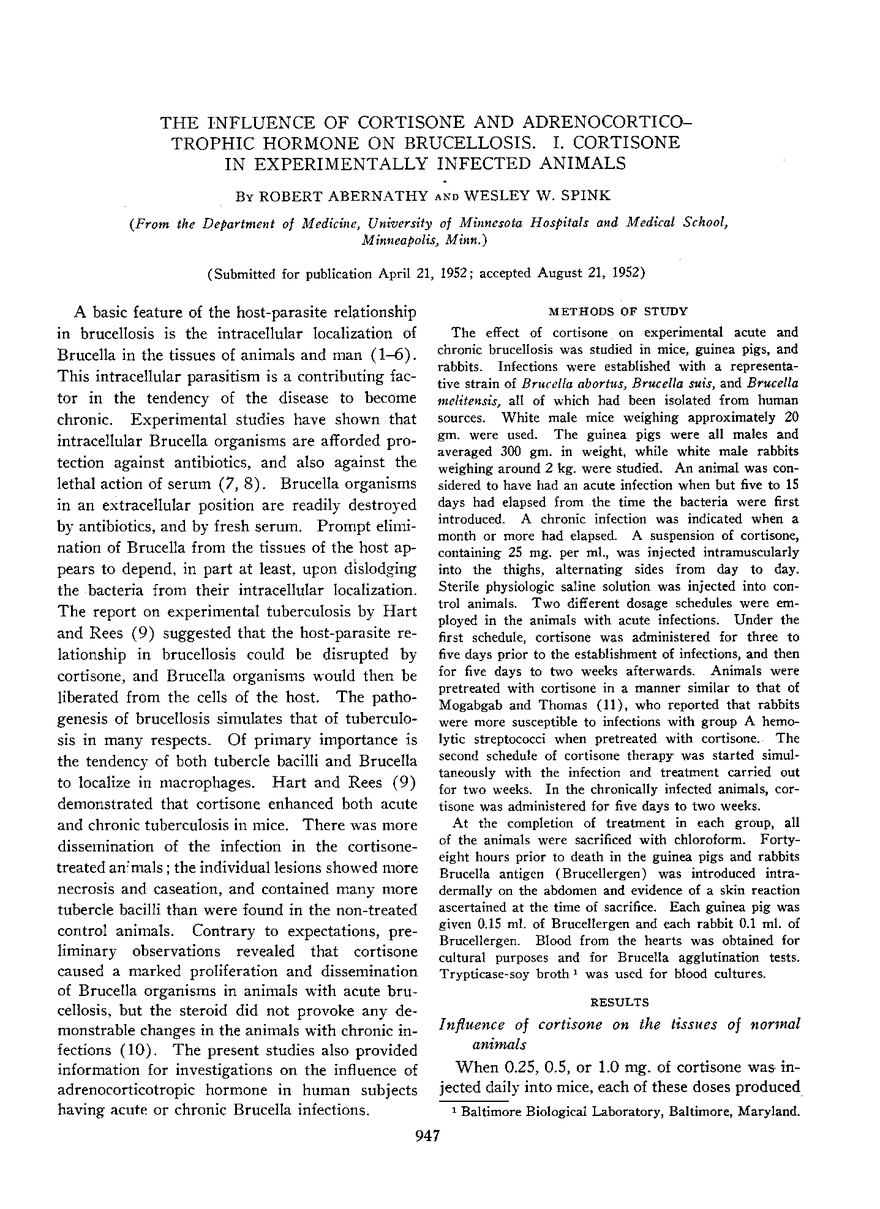 JCI - THE INFLUENCE OF CORTISONE AND ADRENOCORTICOTROPHIC HORMONE ON ...