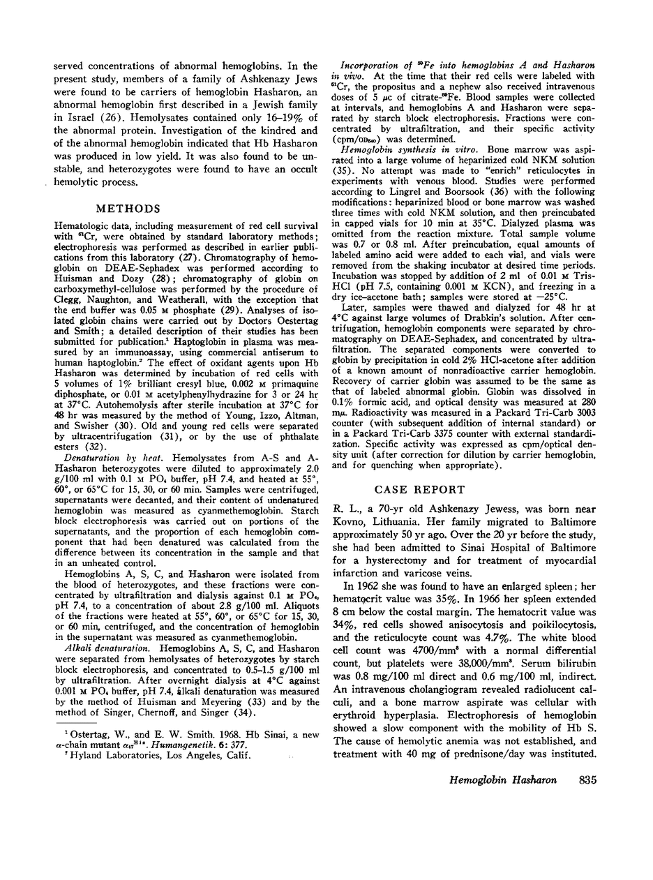 JCI - Hemoglobin Hasharon (α247 his(CD5)β2): a hemoglobin found in low ...
