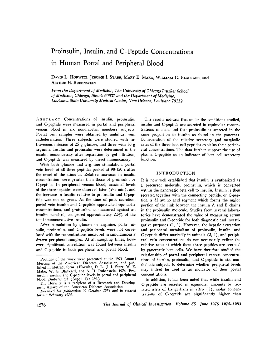 JCI - Proinsulin, insulin, and C-peptide concentrations in human portal and peripheral blood.