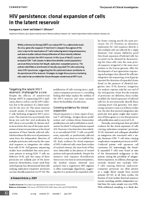 JCI - HIV persistence: clonal expansion of cells in the latent reservoir